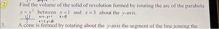 Solved 2 3. Find the volume of the solid of revolution | Chegg.com