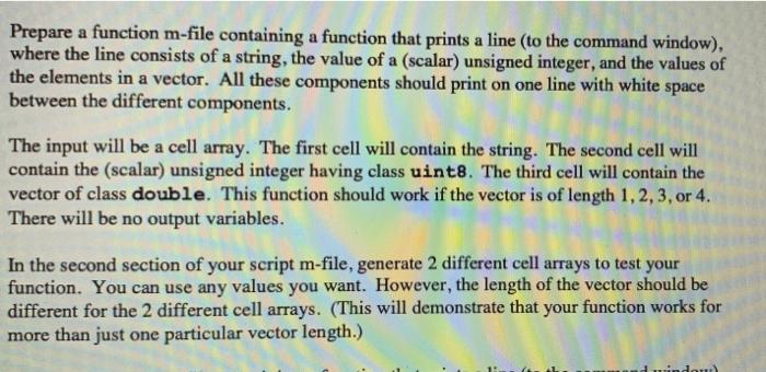 Solved Prepare A Function M File Containing A Function That 9312