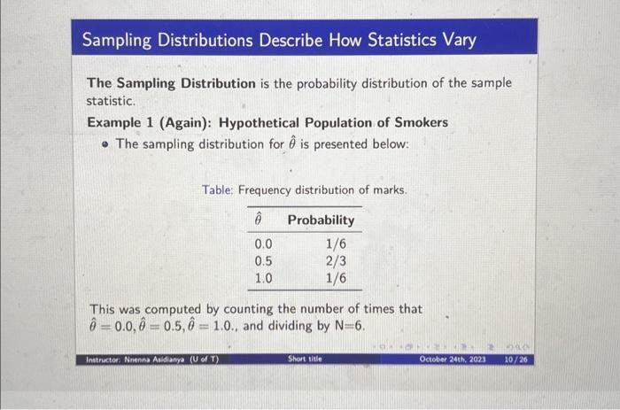Solved Sampling Distributions Describe How Statistics Vary | Chegg.com