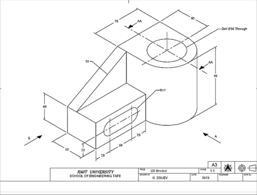 Solved CS Bracket drawings Create two (2) ﻿third-angle | Chegg.com