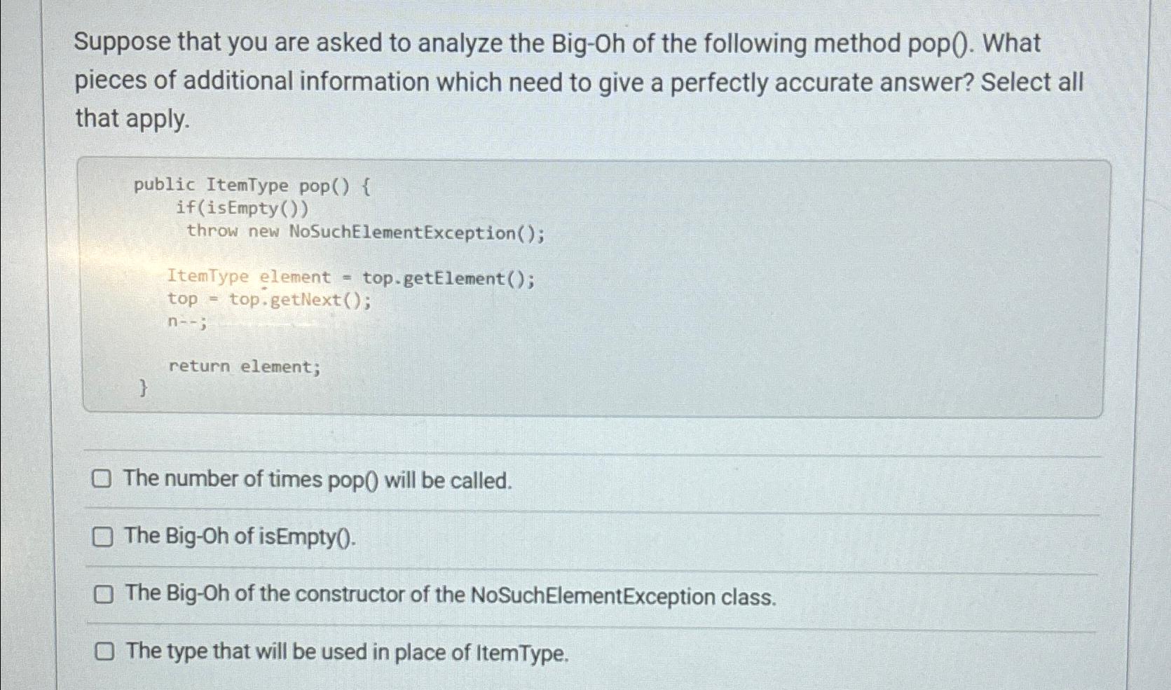 Solved Suppose that you are asked to analyze the Big-Oh of | Chegg.com Solved Suppose that you are asked to analyze the Big-Oh of | Chegg.com