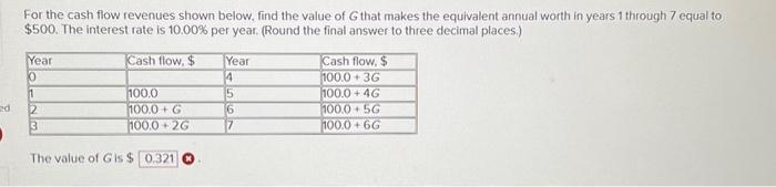 For the cash flow revenues shown below, find the | Chegg.com