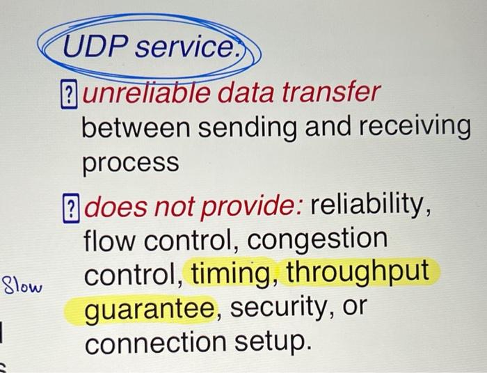 Solved why UDP doesn't provide a timing ? is there any | Chegg.com