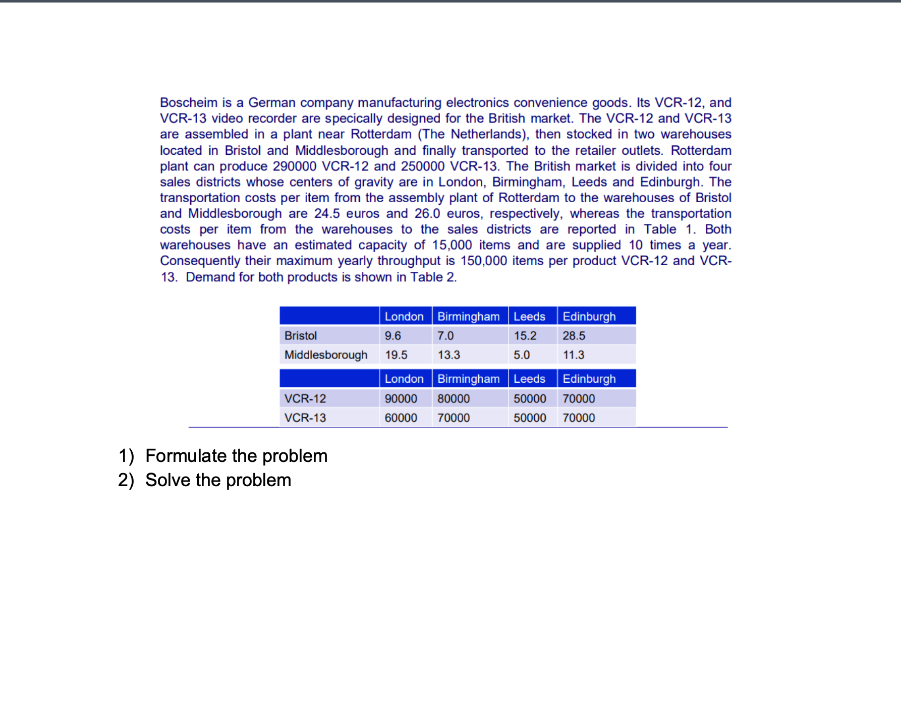 Solved Boscheim is a German company manufacturing | Chegg.com