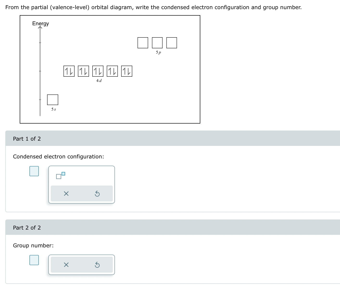Solved From the partial (valence-level) ﻿orbital diagram, | Chegg.com