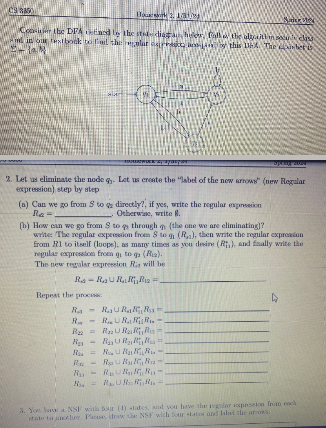 Solved CS 3350Homework 2,131?24Spring 2024Consider the DFA | Chegg.com