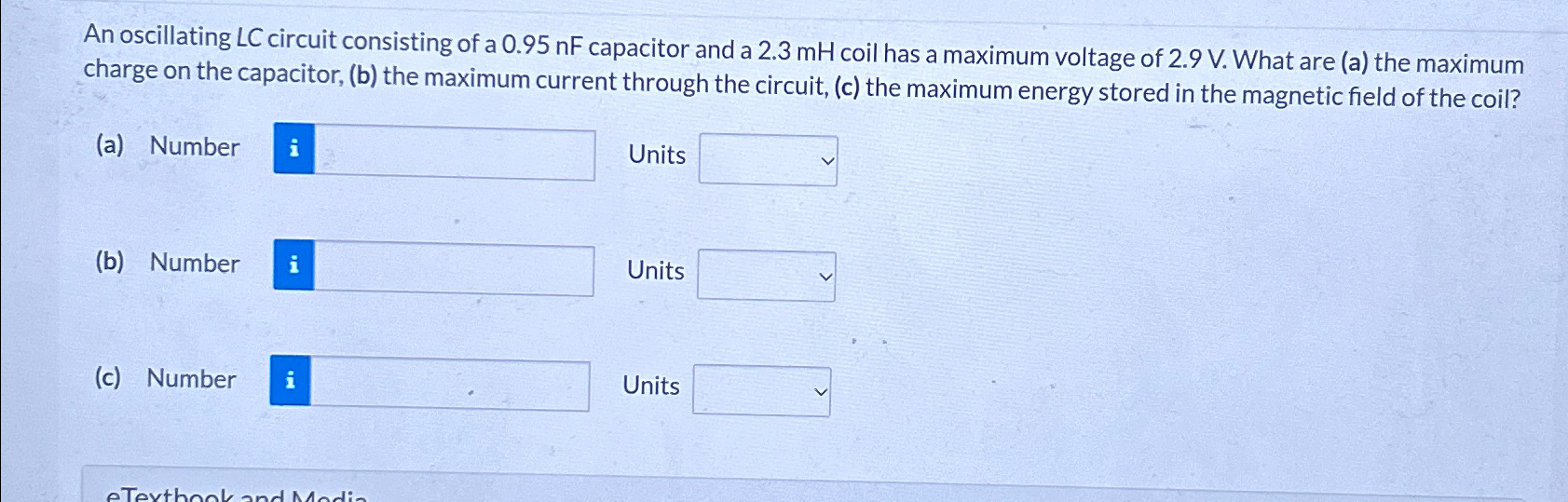 Solved An oscillating LC circuit consisting of a 0.95nF | Chegg.com