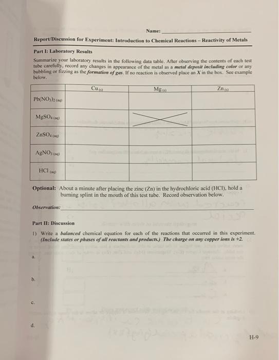 Solved Name: Report/Discussion for Experiment: Introduction | Chegg.com