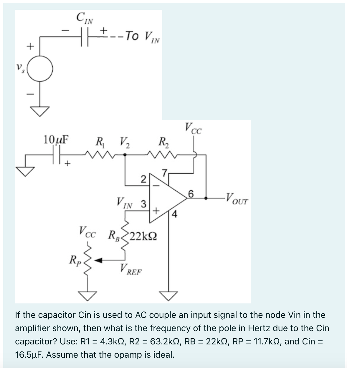Solved If the capacitor Cin is used to AC couple an input | Chegg.com