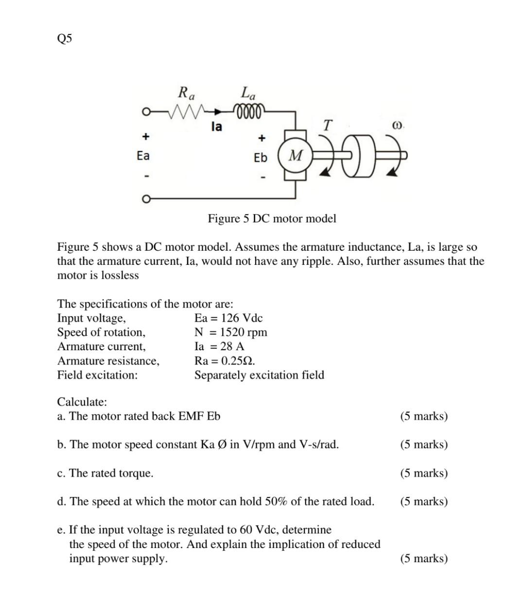 Solved rigure o v motor moder Figure 5 shows a DC motor | Chegg.com