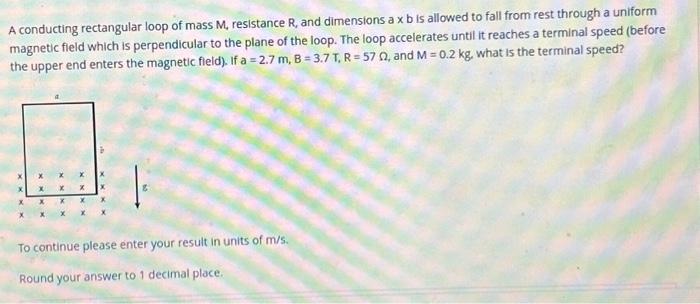 Solved A conducting rectangular loop of mass M, resistance | Chegg.com