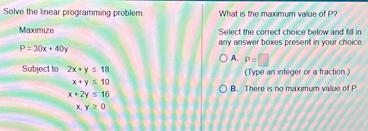 Solved Solve the linear programming | Chegg.com