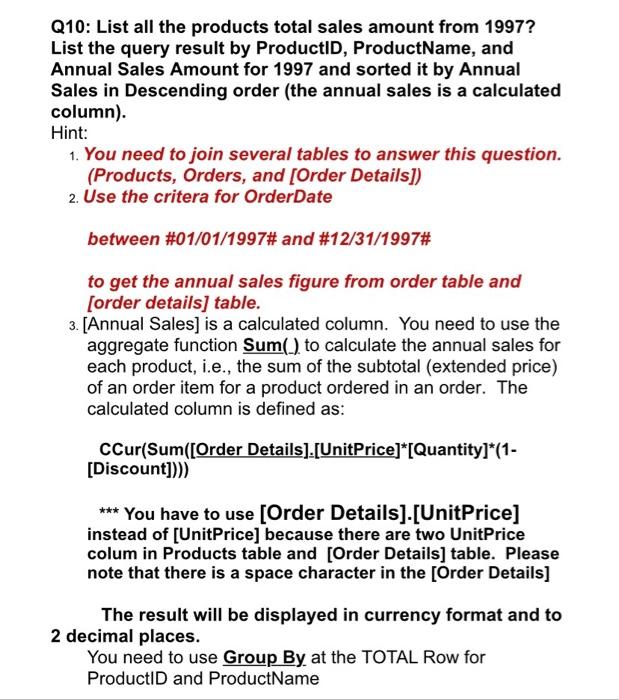 Solved Q10: List all the products total sales amount from | Chegg.com