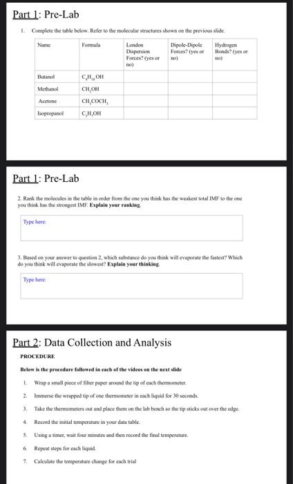 Solved Lesson 2.8 Evaporation and Intermolecular Forces Lab | Chegg.com