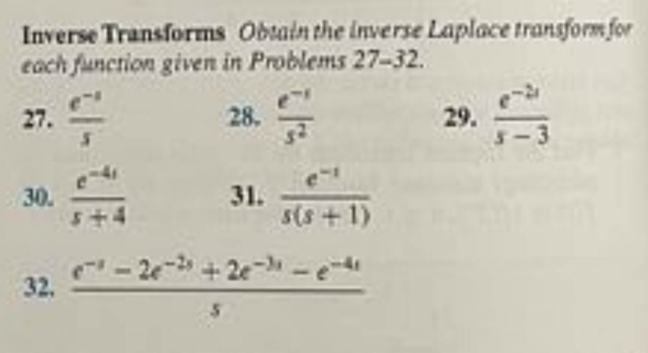 Solved I need help with 28,30,and 31!Inverse Transforms | Chegg.com