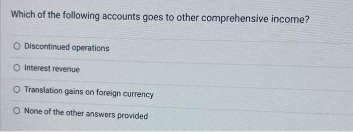 Solved Which of the following accounts goes to other | Chegg.com