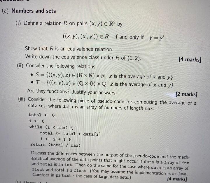 Solved Numbers and sets (i) Define a relation R on pairs | Chegg.com