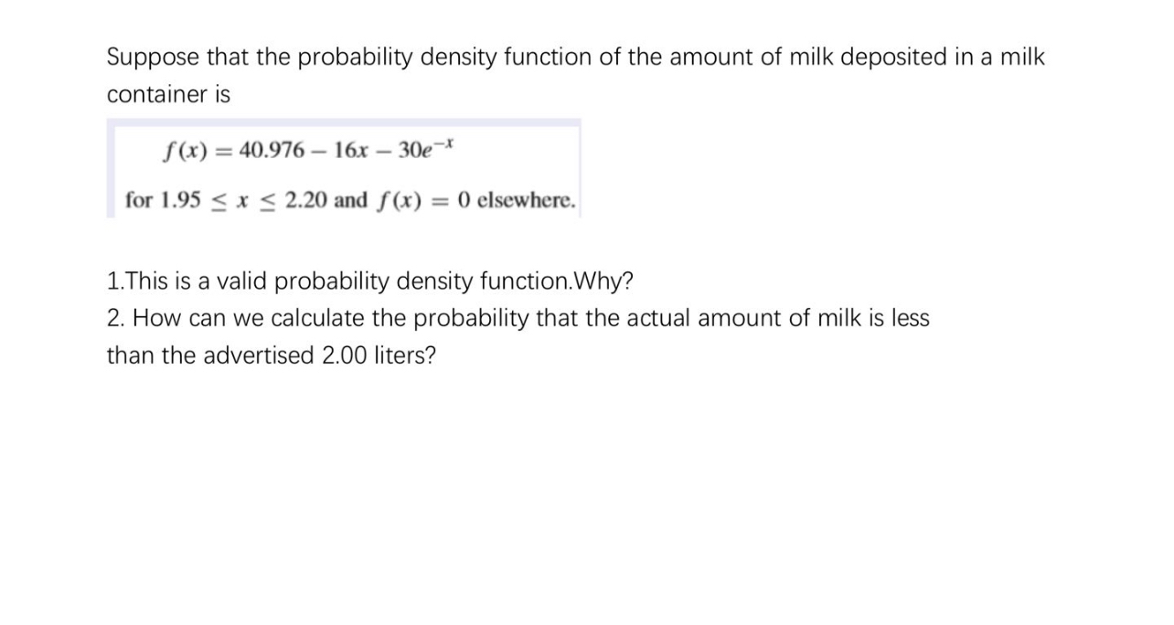 Solved Suppose that the probability density function of the | Chegg.com