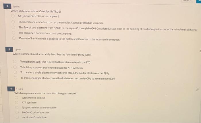 Solved 1 point Which statements about Complex I is TRUE? QH2 | Chegg.com
