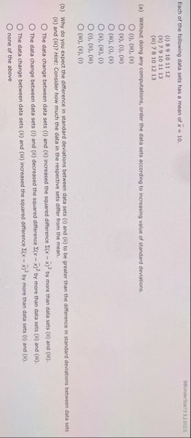 Solved Each of the following data sets has a mean of | Chegg.com