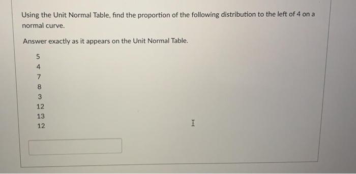 Solved Using the Unit Normal Table, find the proportion of | Chegg.com