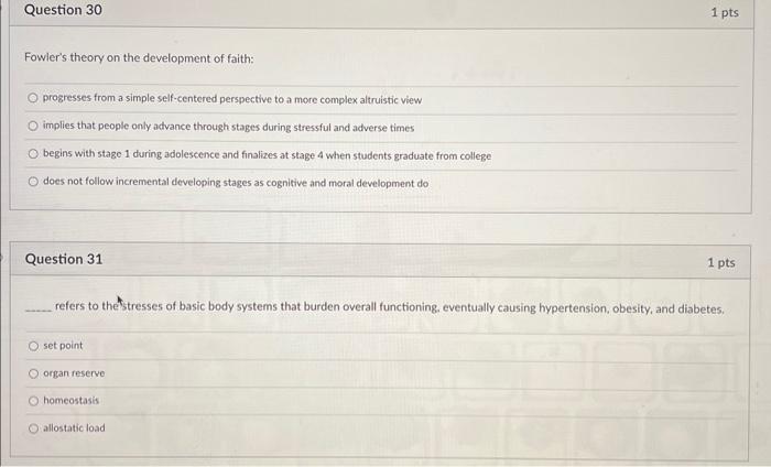 Solved Fowler's theory on the development of faith: | Chegg.com