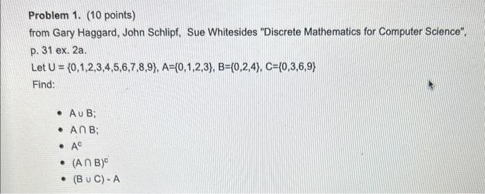 Solved Problem 1. (10 points) from Gary Haggard, John | Chegg.com