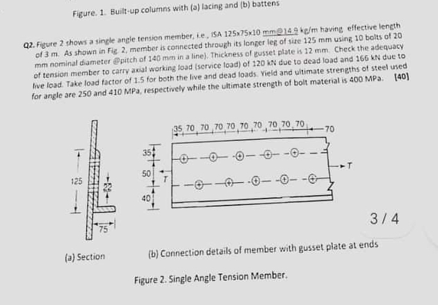 Solved Q2. ﻿Figure 2 ﻿shows a single angle tension member, | Chegg.com