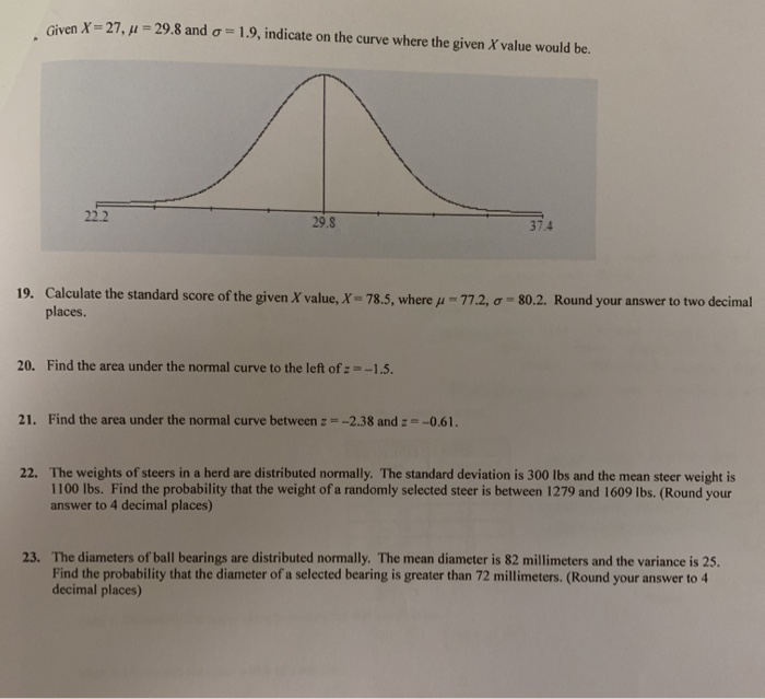Solved Given X=27, 29.8 and -1.9, indicate on the curve | Chegg.com
