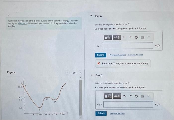 Solved An object moves along the x aus, subject to the | Chegg.com