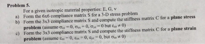 Solved Problem 5. For a given isotropic material properties: | Chegg.com