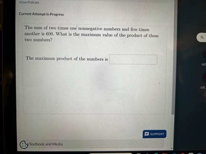 Solved The sum of two times one nonnegative numbers and five | Chegg.com