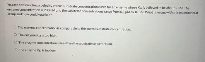 Solved You are constructing a velocity versus substrate | Chegg.com