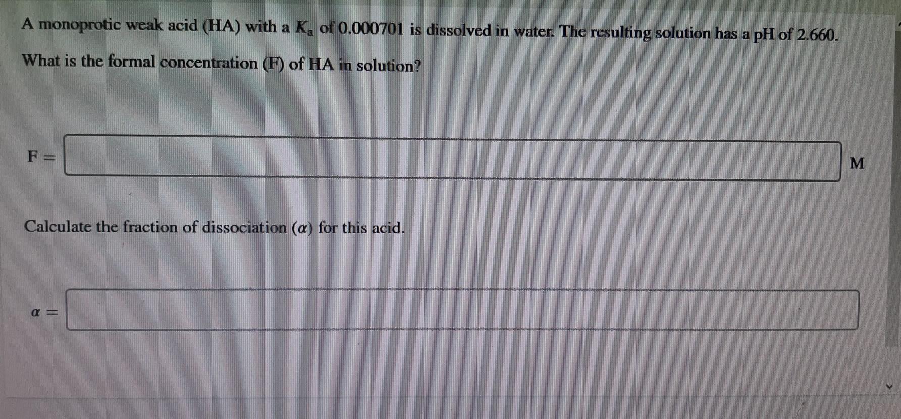 Solved Calculate the pH and fraction of dissociation (a) for | Chegg.com