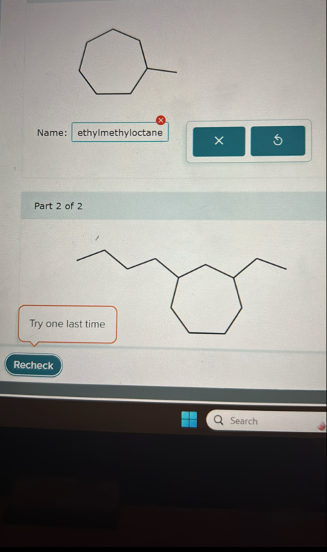 Solved Name: ethylmethyloctanePart 2 ﻿of 2Try one last | Chegg.com