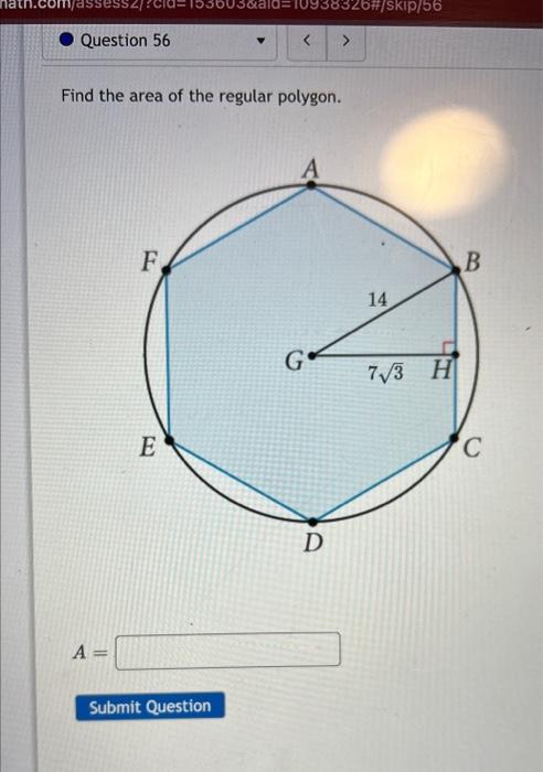 Solved Find the area of the regular polygon. | Chegg.com