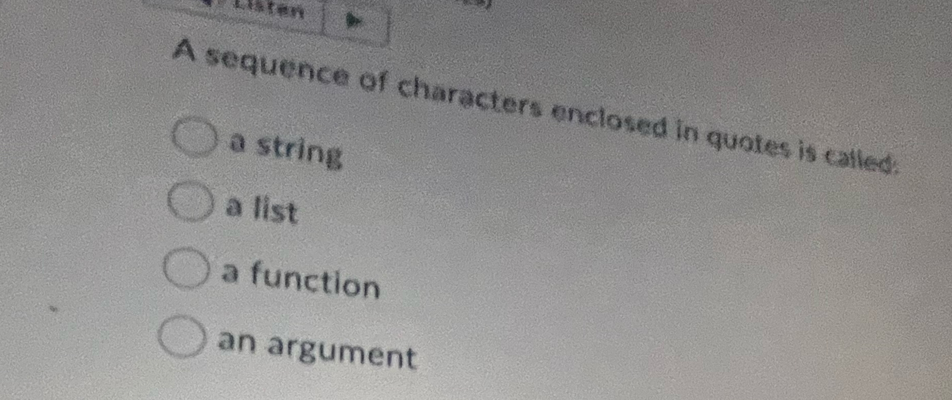 Solved A Sequence Of Characters Enclosed In Quates Is