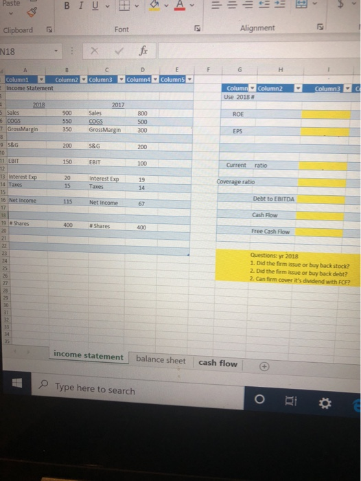 Solved Paste u B I U tu Clipboard Font Alignment N18 Columni | Chegg.com