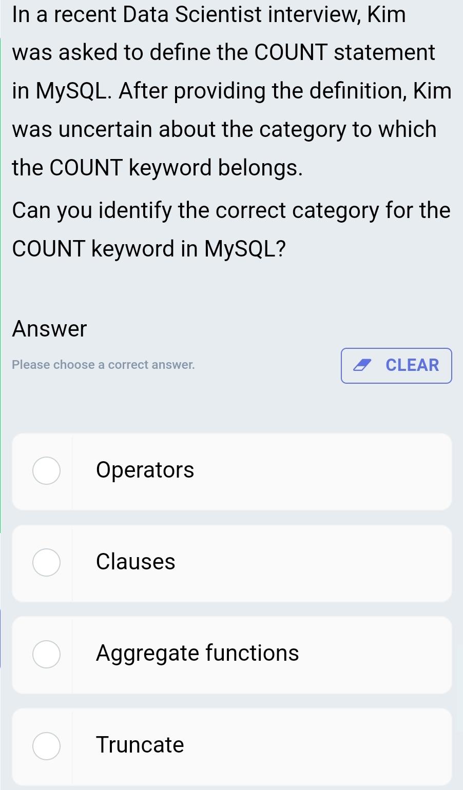 Solved In a recent Data Scientist interview, Kim was asked | Chegg.com