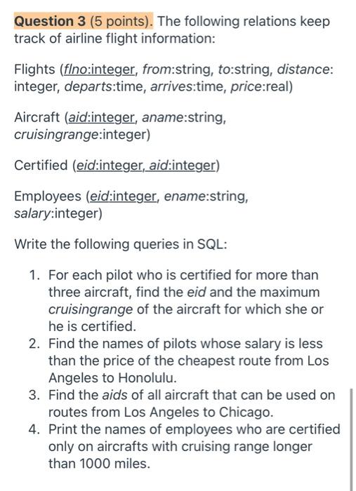 Solved Question 3 (5 points). The following relations keep | Chegg.com