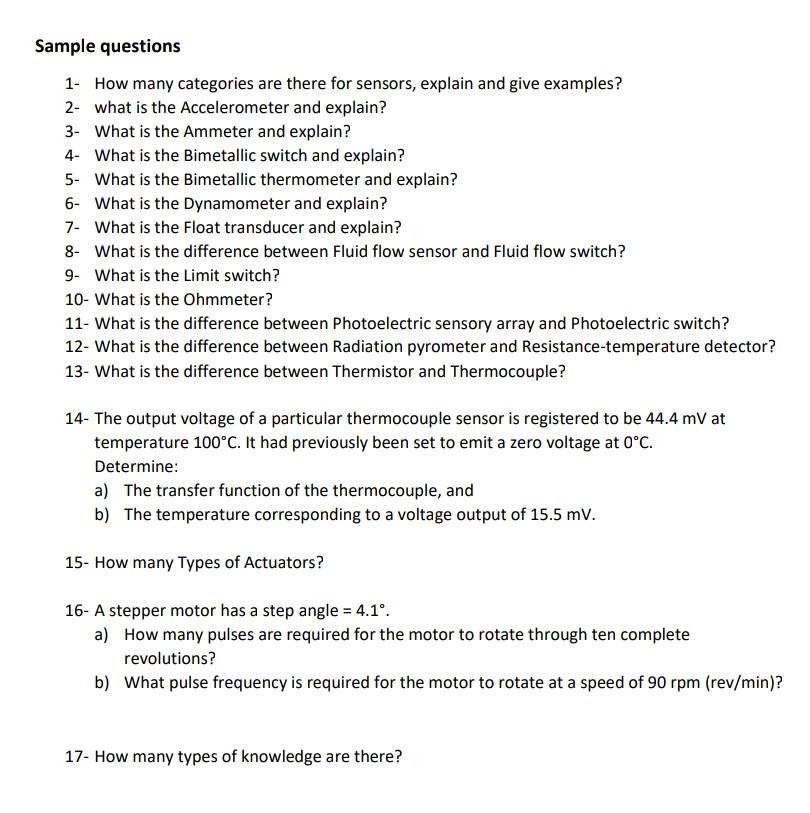 Solved Sample questions 1. How many categories are there for | Chegg.com