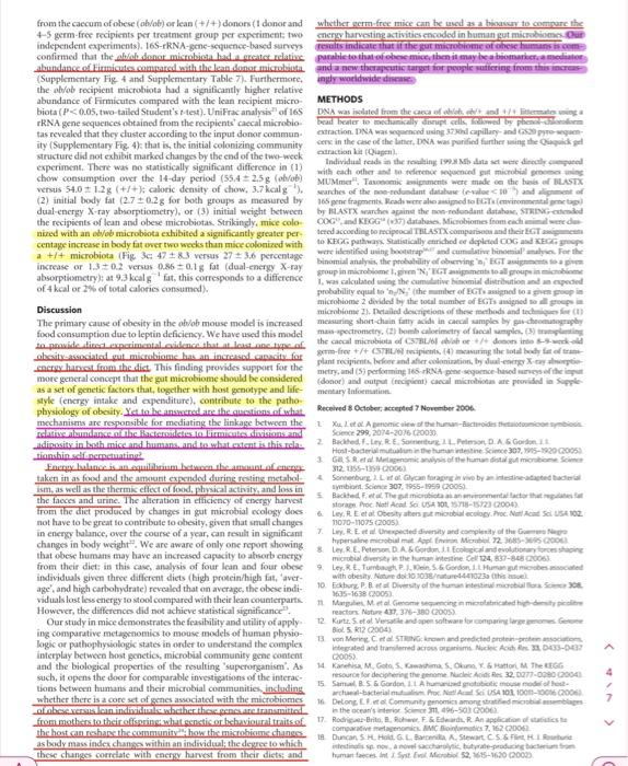 Solved An obesity-associated gut microbiome with increased | Chegg.com