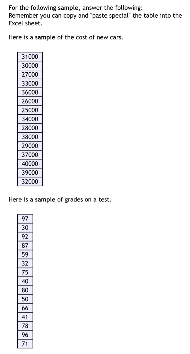 Solved For the following sample, answer the | Chegg.com