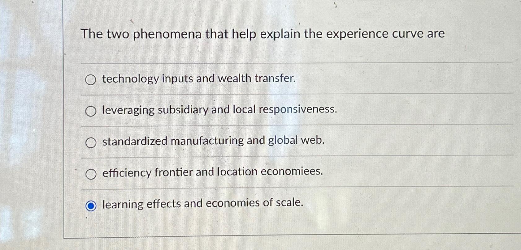 Solved The two phenomena that help explain the experience | Chegg.com