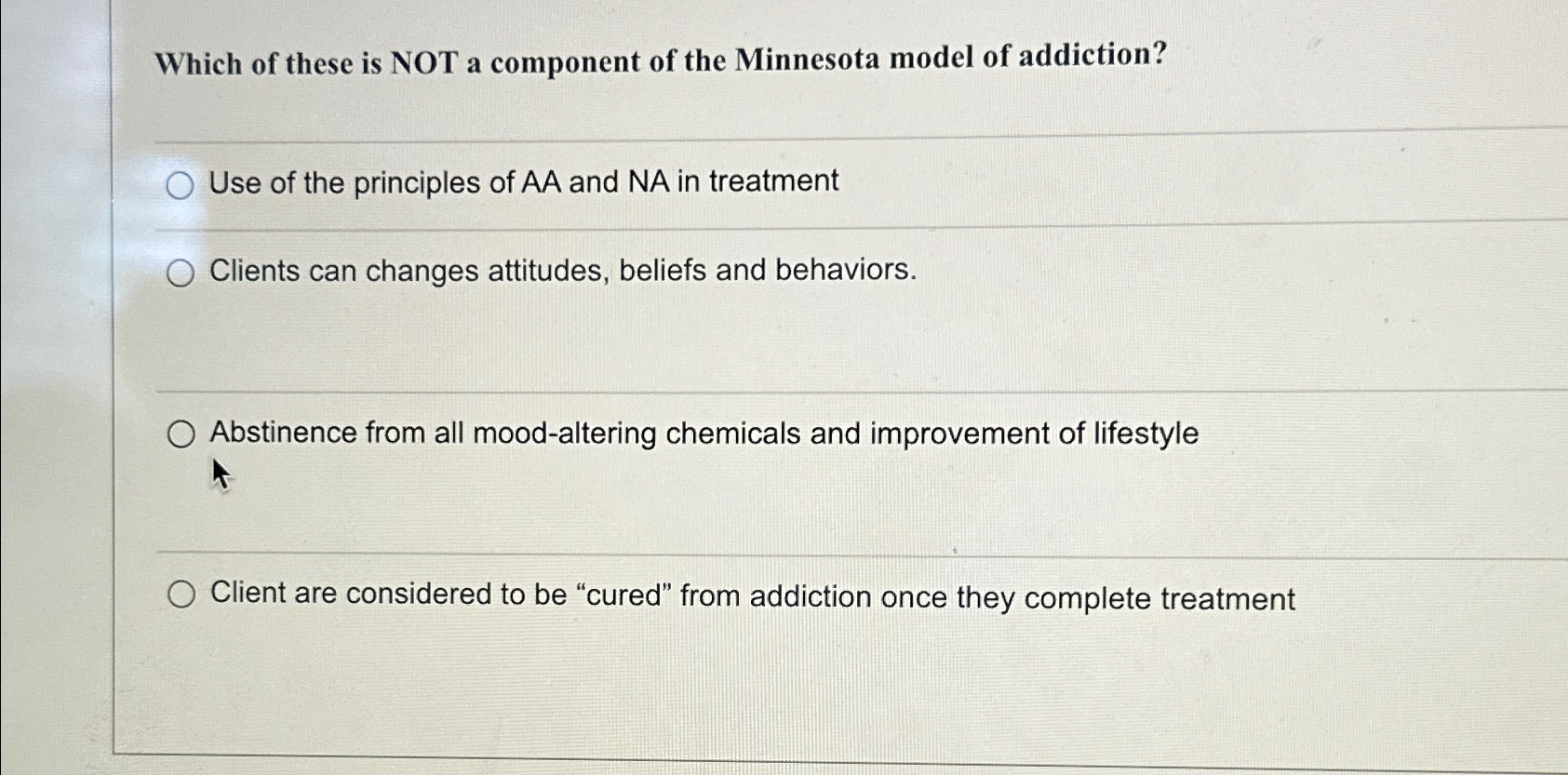 Solved Which of these is NOT a component of the Minnesota | Chegg.com