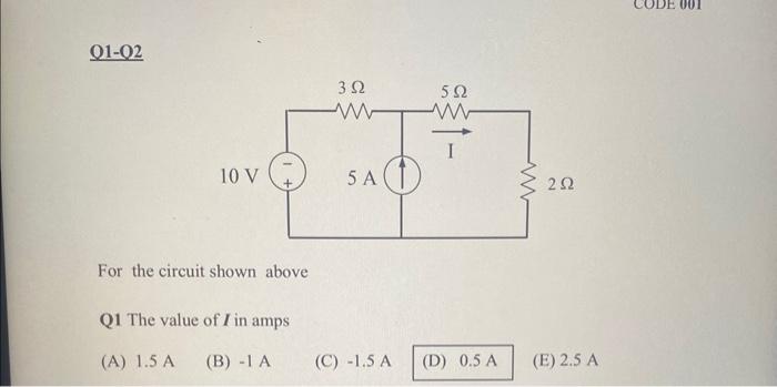 Solved Text Q1 Q2 For The Circuit Shown Above 