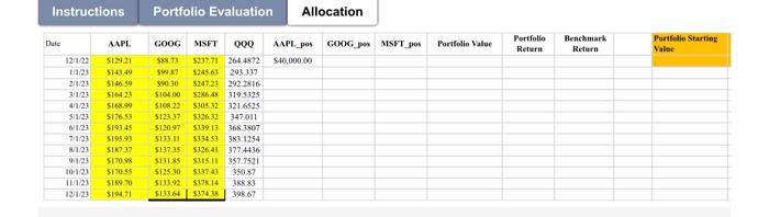 Solved Go to the allocation tab Calculate the value of your | Chegg.com