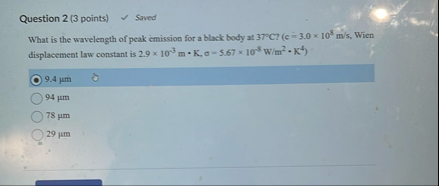 Solved Question 2 (3 ﻿points) ﻿SavedWhat is the wavelength | Chegg.com