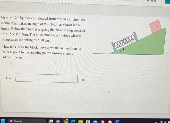 Solved An m=12.0 kg block is released from rest on a | Chegg.com