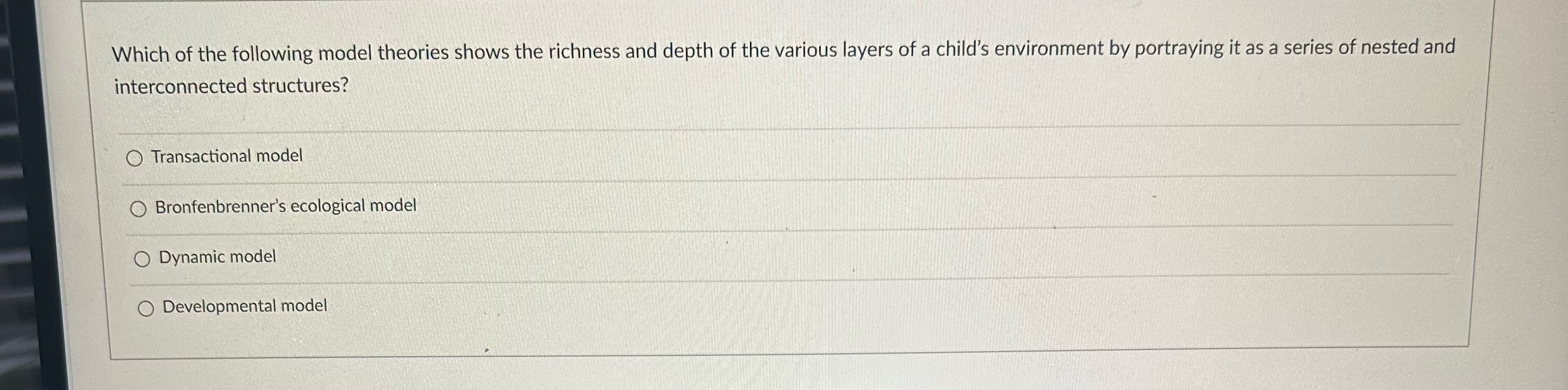 Solved Which of the following model theories shows the | Chegg.com